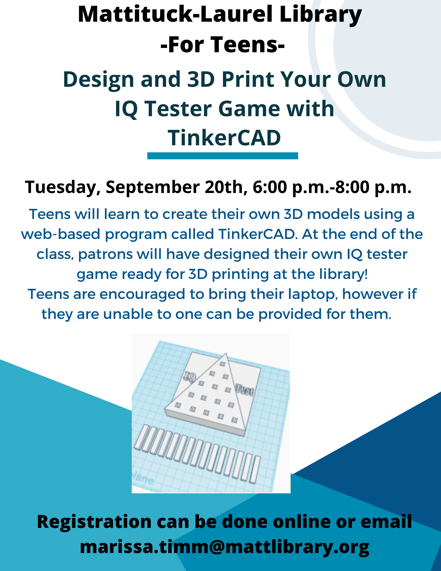 Design and 3D Print Your Own IQ Tester Game | Mattituck-Laurel Library